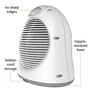 Vornadobaby Sensa Nursery Space Heater, 1200W with Adjustable Thermostat, Electric Heater for Baby with Locking Controls, Tipover Protection, Safety Shutoff, Crib Temperature Sensor