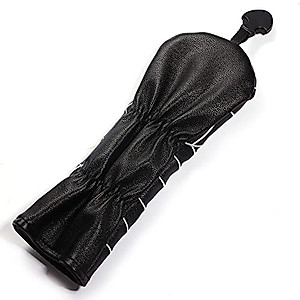 PU Leather Spider Embroidery Golf Club Head Covers for Taylormad Driver Fairway Woods Hybird (Black Hybird Cover)