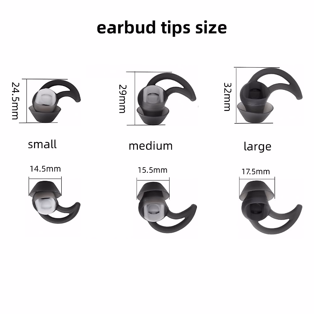 SNHTLS Silicone Replacement Ear Tips Ear Buds Tips Eargels Compatible with Bose Qc20 Qc30 IE2 SoundSport IE3 SIE2i Earbuds Replacement Tips Eartips for Earbuds 3 Pairs S Size