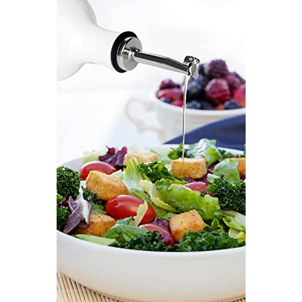 HAOTOP Ceramic Olive Oil Dispenser Bottle,Perfect for Storage of Oil or Vinegar,14 oz (White)