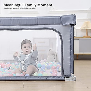 UBRAVOO Foldable Baby Playpen, Safe No Gaps Kids Activity Center with Breathable Mesh & Large Zipper Door, Portable Toddler Playard for Indoor & Outdoor, 49“x*49”x27“(Grey)