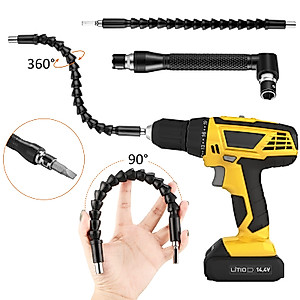 31 Pcs Flexible Drill Bit Extension Set Drill Bit Extension Kit, Include 1/4 3/8 1/2 Inch Hex Socket Adapter Socket Bendable Magnetic Drill Extender Universal Drill Bit Extension Screwdriver