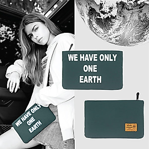 Rough Enough Large Pencil Case Pouch Storage Waterproof Bag with YKK Zipper for Preppy School Student Teen Art Supplies Green We Have Only One Earth Logo