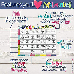 Meal Planner Pad 52-Week Menu Notepad Daily Planning Meals Breakfast Lunch Dinner Tracker 8x10 Inch Tear-off Grocery List + Bonus Dry Erase Menu Board