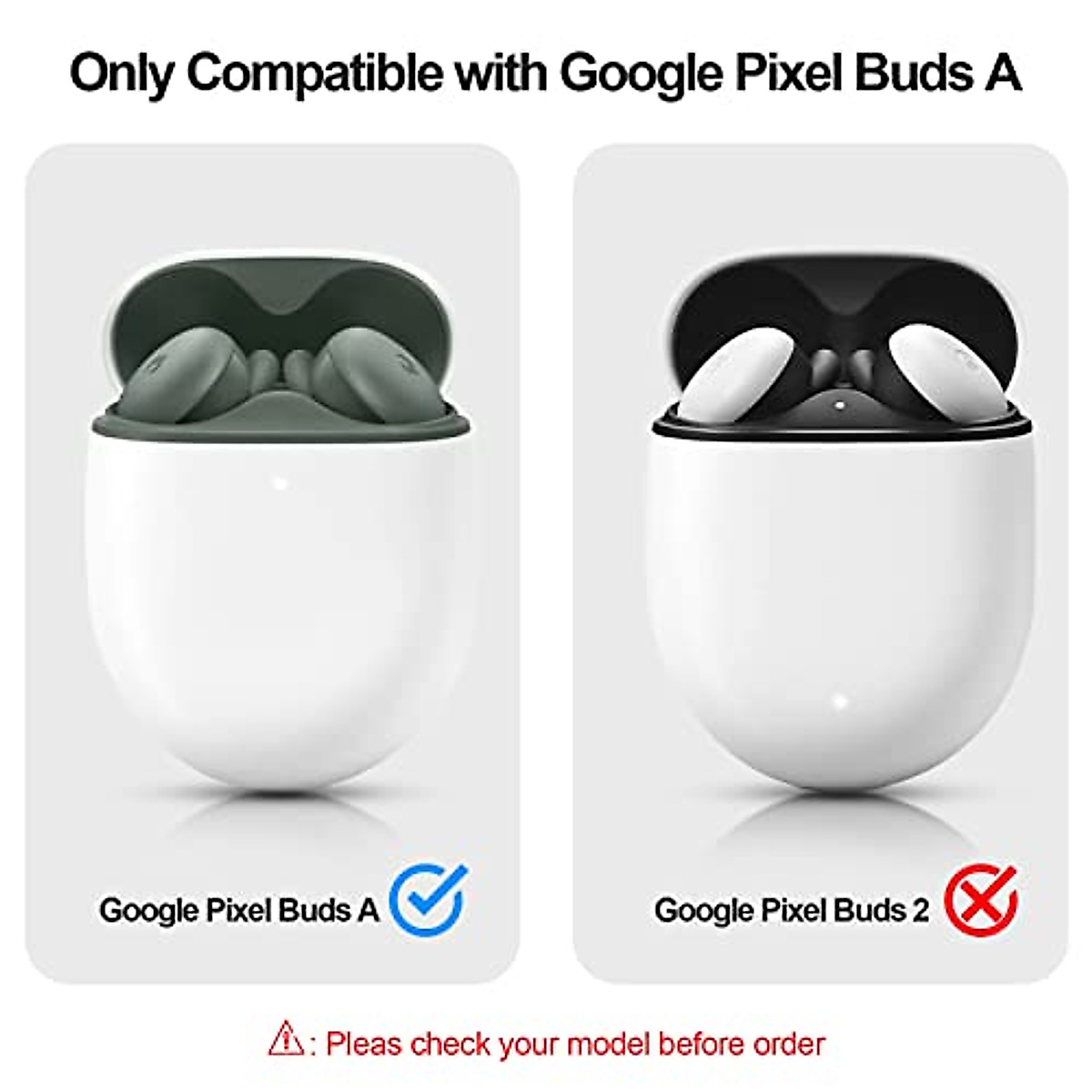 JAKPAK Compatible with Google Pixel Buds A Case Cover [Front LED Visible] Shockproof Protective Case with Keychain Secure Lock Design Hard PC Case Cover for Pixel Buds A 2021 Black