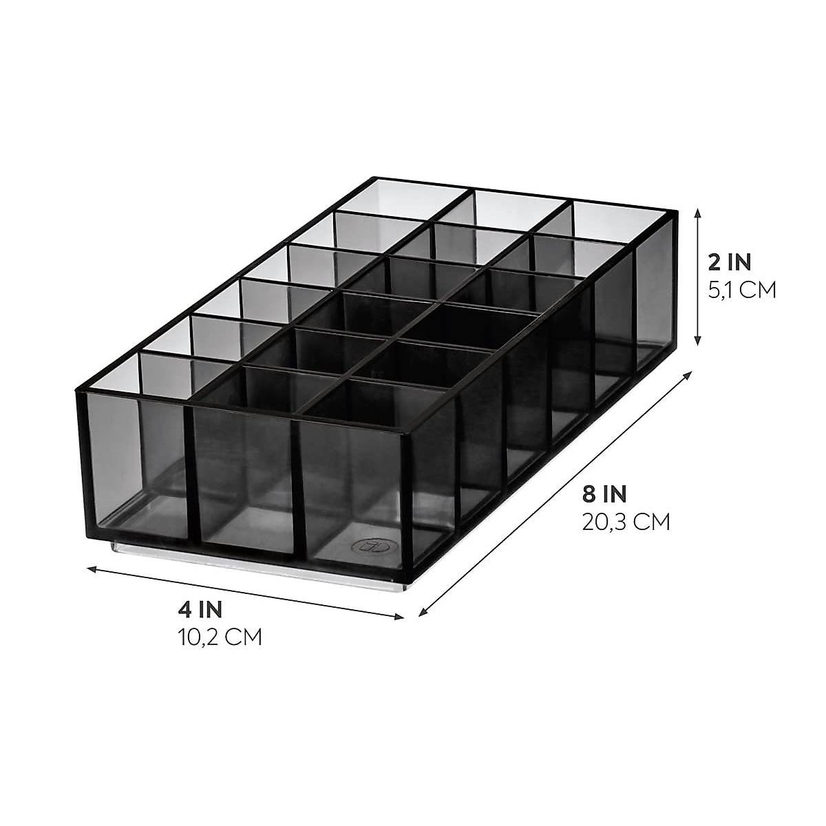 iDesign The Sarah Tanno Collection Plastic Lipstick Organizer, Made from Recycled Plastic, Black/Smoke 8 x 4 x 2"