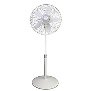Air King 9119 18-Inch 3-Speed Commercial Grade Adjustable Oscillating Pedestal Fan, 1/20-Horsepower, White
