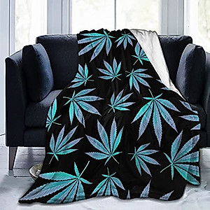 DICITNET Blue Leaves Weed Blanket Throw Blanket Lightweight Microfiber Blankets for Bed Couch Sofa Blanket Quilt 80"X60"