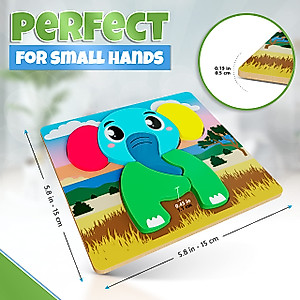 Wooden Puzzle Toddler Toys - Educational and Learning Montessori Toys for Boys and Girls, 6 Unique Animal Patterns - Preschool Jigsaw Puzzles for Toddlers 2-5 years old, Great Birthday Gift for Kids