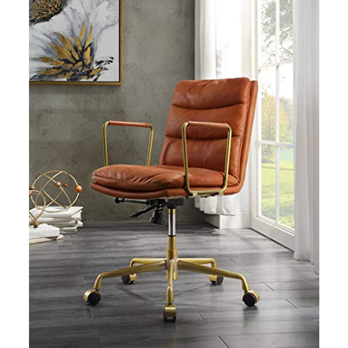 Acme Furniture Dudley Executive Office Chair, Rust Top Grain Leather