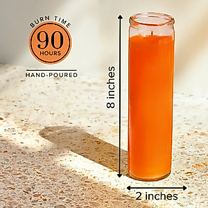 Simply Soson 2x8 inch Orange Devotional Unscented Candles in Glass Jar - 3 Pack - 90 Hours – Prayer Candle - Tall Pillar Candles for Religious, Memorials, Party Decor