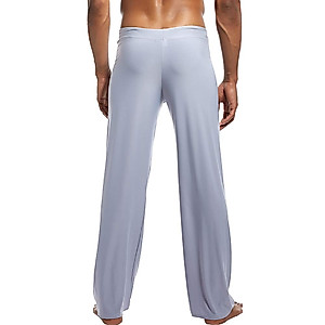 MOSUOKING Men Sports Tight Pants Nylon Underwear Baselayer Legging Soft Mesh Pajama Grey M