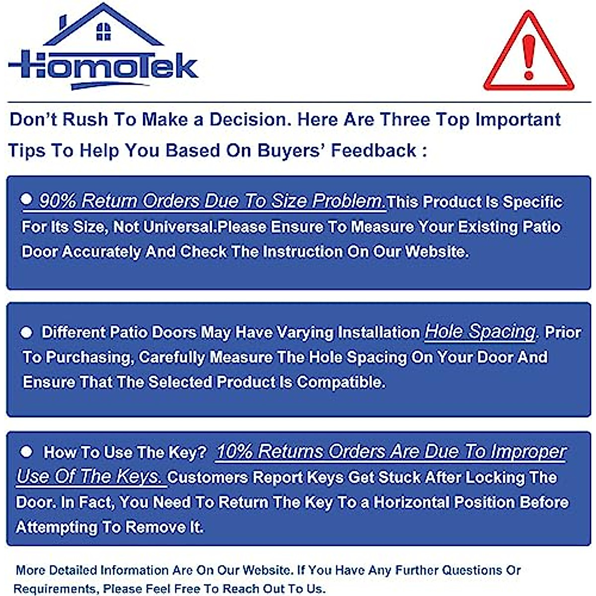 HOMOTEK 1 Pack Patio Door Handle Set, Replacement Sliding Door Handle with Key for Sliding Patio Door Thickness from 1-1/2" to 1-3/4", 3-15/16" Screw Hole Spacing, Mortise Lock, Reversible, White