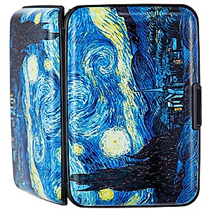 Caranda Credit Cards Holder, RFID Blocking Aluminum Wallet Metal Slim Hard Case for Men Women (Vincent van Gogh The Starry Night)