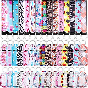 Zopeal 60 Pcs Travel Bottles Keychain Holder Set: 15 Lipstick Holders, 15 Keychain Lanyards, 15 Empty Travel Bottles(Fresh Pattern)