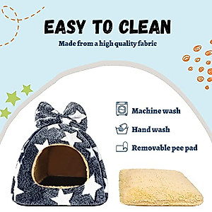 Tierecare Guinea Pig Hideout Hamster Bed Chinchilla House Cute Habitat Warm&Cozy Cage Accessories for Ferret Hedgehog Small Pet Washable