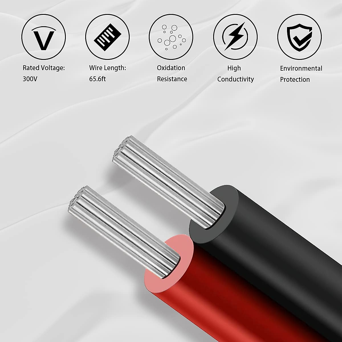 22 Gauge 2 Conductor Electrical Wire, 65.6ft 2pin Conductor Solid Core Wire, 22 AWG Insulated Stranded Hookup Wire, Flexible Extension Electrical Cord for LED Strip, Auto, 12/24 Volt Lighting