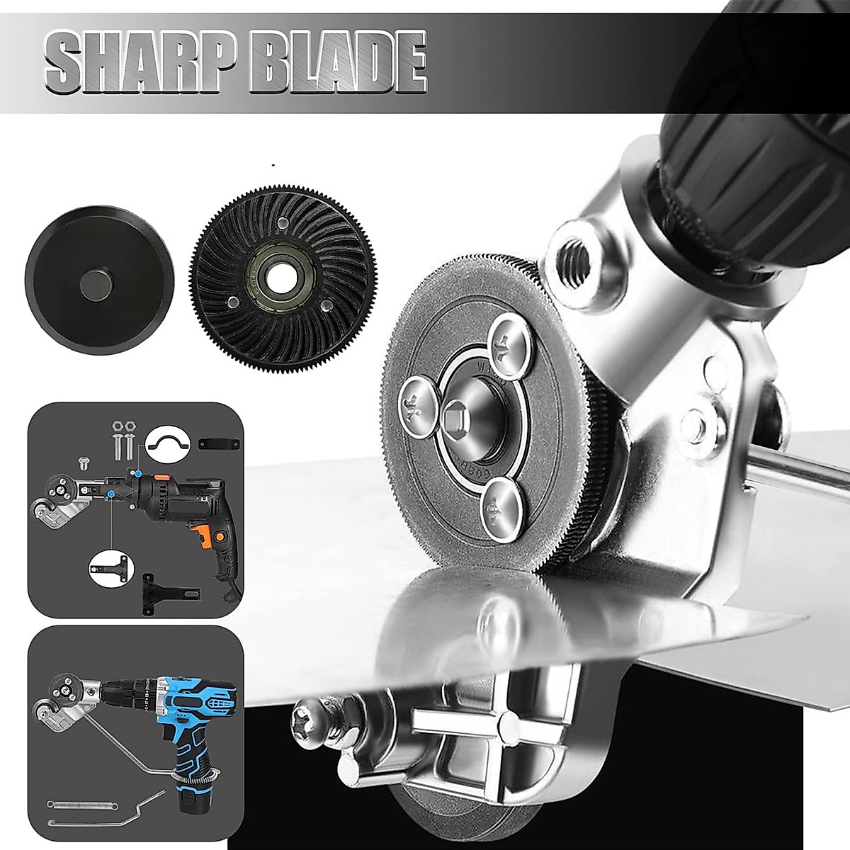 Electric Drill Plate Cutter Attachment, 2025Upgraded Metal Sheet Cutter Adapter - Drill Cut Pro Metal Plate Cutting - Nibbler Metal Drill Attachment for Iron, Copper, Aluminum, and Steel Sheets