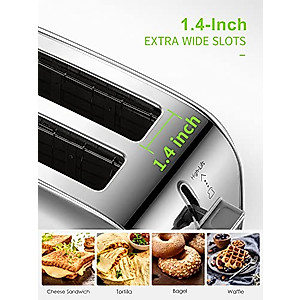 2 Slice Toaster, Retro Bagel Toaster Toaster with 7 Bread Shade Settings, 2 Extra Wide Slots, Defrost/Bagel/Cancel Function, Removable Crumb Tray, Stainless Steel Toaster by Yabano, Silver