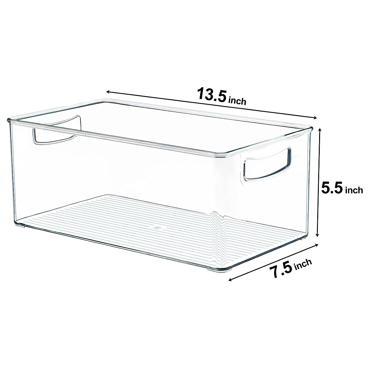 Hudgan 2 Pack Straight Sides Stackable Pantry Organizer Bins for Home Edit - 13.5''L x 7.5''W x 5.5''H