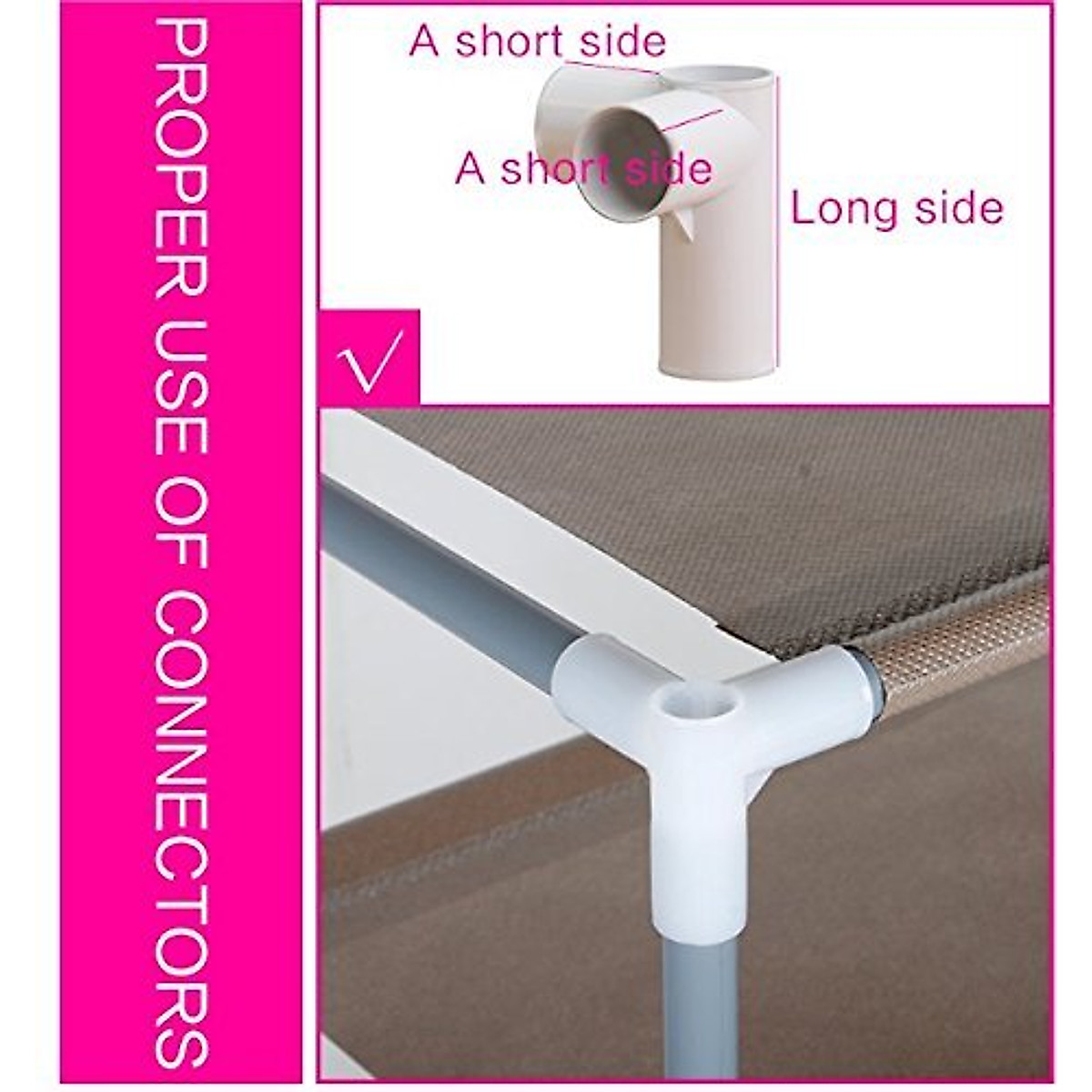 TXT&BAZ 20-Pairs Portable Boot Rack Double Row Shoe Rack Covered with Nonwoven Fabric(7-Tiers Grey)