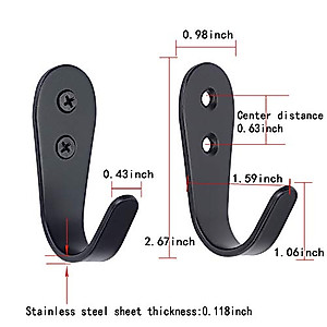 MANMILAI Wall Hooks Heavy Duty 8 piezas, ganchos para colgar en la pared, Hooks for Hanging 、Black Hooks、Coat Rack Wall Hook (Black Thick Bent Hook 8)
