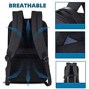 KINGSLONG 15.6-16 inch Slim Laptop Backpack for Men,Lightweight Waterproof Travel Computer Bag with USB Port Black