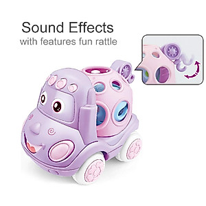 ZMZS Baby Car Toys for 6 to 12 Months,Infant Soft Rubber Push and Go Vehicles,Toddler Rattle Roll Car Friction Powered Truck Toy,Preschool Learning Gift for 1 2 3 Years Old Boys Girls