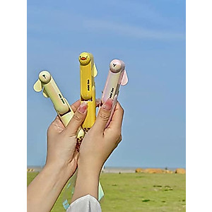 Handheld Mini Fan, 3 IN 1 Hand Fan, Portable USB Rechargeable Small Pocket Fan, 500Mah Battery Operated Foldable Fan with Keychain, Flashlight Feature for Women,Travel,Outdoor White Rabbit