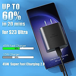45W Samsung USB-C Super Fast Charger Type C for Samsung Galaxy S23 Ultra/S23/S23+/S22/S22 Ultra/S22+/Note 20/S20/S21, Galaxy Tab S7+/S8+,PPS Wall Charger Block with 6.6FT C Charger Cable Fast Charging