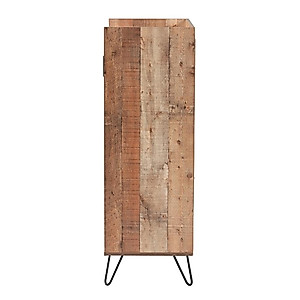 Baxton Studio Mathis Modern and Contemporary Rustic Brown Finished Wood and Rose Gold Finished Metal Wine Storage Cabinet