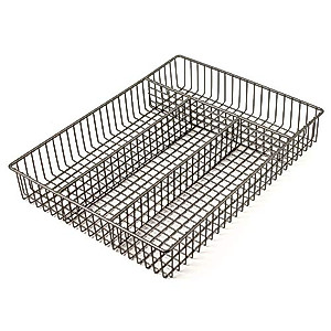 Spectrum Grid Modern Farmhouse Organizer & Utensil Holder, Rustic Kitchen Storage & Cutlery Tray, Silverware Drawer Organizer, Small, Satin Nickel