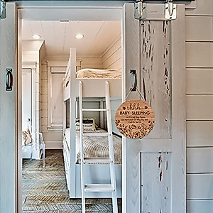 TOARTi Funny Baby Sleeping Hanging Sign Plaque, Do Not Knock Or Ring The Bell, Round Wooden Door Hanger for Baby Room, Nursery, Front Door, Door Knob Decor (12x12inch)