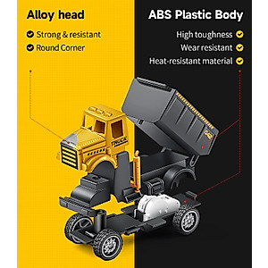 Geyiie Alloy Small Construction Cars Vehicles, Die Cast Mini Construction Truck Toys, Heavy Duty Bulldozers Excavator Cement Dump Toys Outdoor Easter Gifts for Kids Toddler