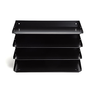 Huron Desktop Horizontal 4-Slot Legal File Binder Organizer Storage Letter Tray, Black Commercial Grade Steel