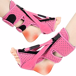 AZOJOY Plantar Fasciitis Night Splint: 2 Packs Upgrade 3 Adjustable Straps Plantar Fasciitis Relief Night Splint for Women & Men, Relief Brace Achilles Tendonitis and Foot Drop Heel Arch Pain Support(Pink-2pc)