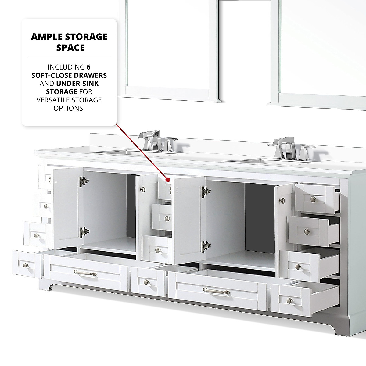 Bell+Modern Tybee 84 in. W x 22 in. D White Double Bath Vanity and Cultured Marble Top