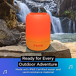 iHome PlayFade Portable Bluetooth Speaker - Water-Resistant Rechargeable Audio Device for Outdoor Events, Pool Party, Beach, Camping (Model iBT400B) Black