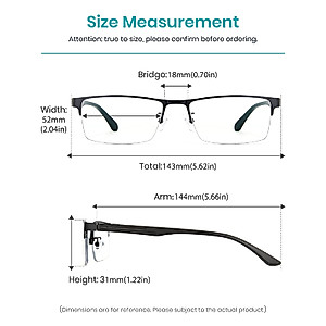 Cyxus Blue Light Blocking Computer Glasses for Men Semi Rim Glasses Crystal Lens UV Blocking Gaming Eyeglasses Black Frame