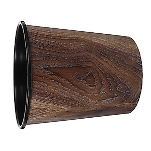 LALAFINA Retro Imitation Wood Grain Trash Can Wooden Trash Can Bamboo Wastebasket Hotel Trash Can Kitchen Bin Slim Recycle Can Compost Bin Garbage Can Office High Capacity Plastic Trash Bin