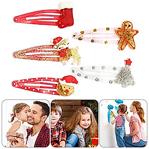 VALICLUD Toddler Headband Christmas Hair Bows Glitter Santa Reindeer Gingerbread Man Hair Barrettes for Girls Hair Clips Christmas Decorations Xmas Stocking Stuffers Party Favor 5pcs Toddler Tiara