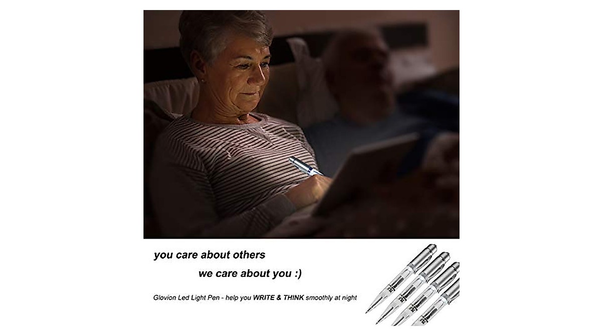 Glovion LED Pen Light - 4 Pack Colorful Writing Pens