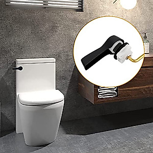 Hibbent 2 Pack Universal Front Mount Toilet Handle Tank Flush Lever Replacement Handle with 2 Pieces Stainless Steel Flapper Chains for Most Front Mount Toilets - Matte Black Finish Toilet Handle