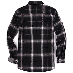 ESPFHN Men's Flannel Plaid Shirts Casual Button Down Shirt Long Sleeve Regular Fit Shirt Black/White