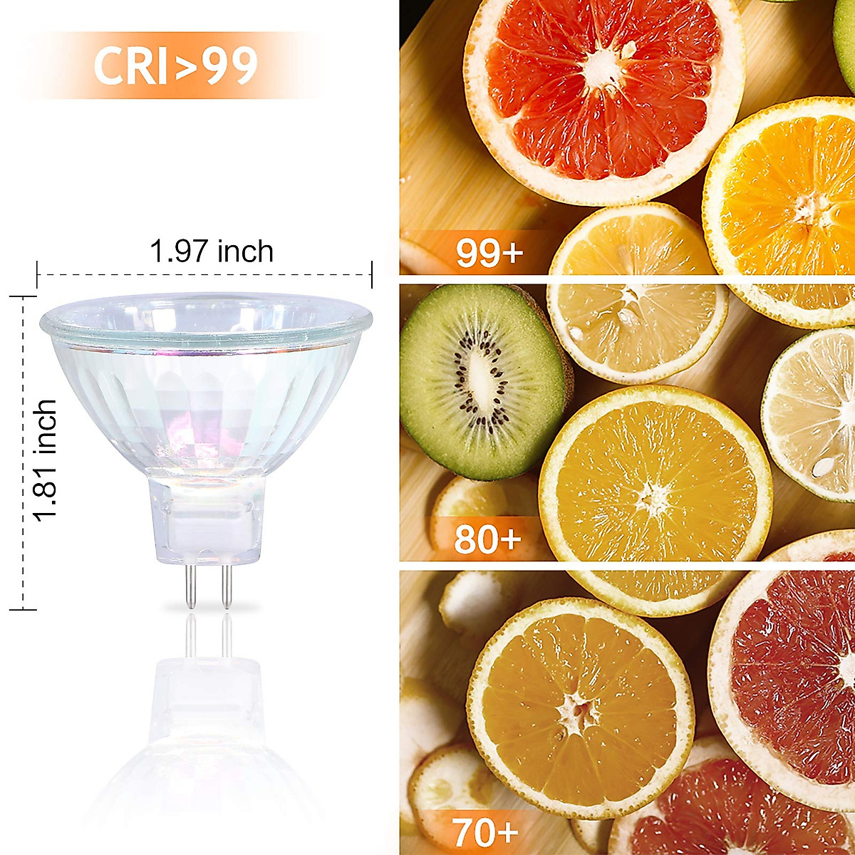 MR16 Halogen Bulbs 20W 12V GU5.3 Spotlight 36° Warm White Dimmable Bin-Pin Base 4000 Hours Lifetime MR16 Bulbs with Clear Glass Cover 6 Pack