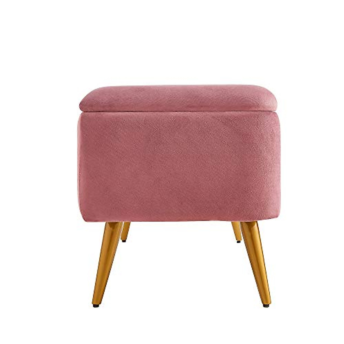 Ball & Cast Upholstered Velvet Storage Bench 44"W x 16"D x 18"H Rose,Golden Powder Coating Legs Set of 1