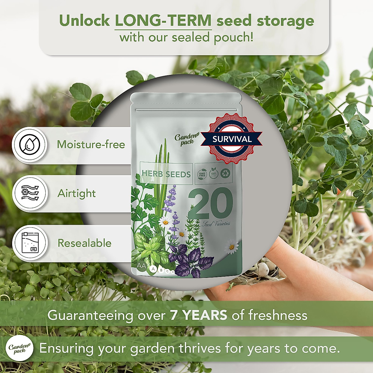 Garden Pack 20 Herb Seeds Variety Pack - 14,000 Non GMO Herb Seeds for Planting - Garden Seeds for Your Own Herb Garden