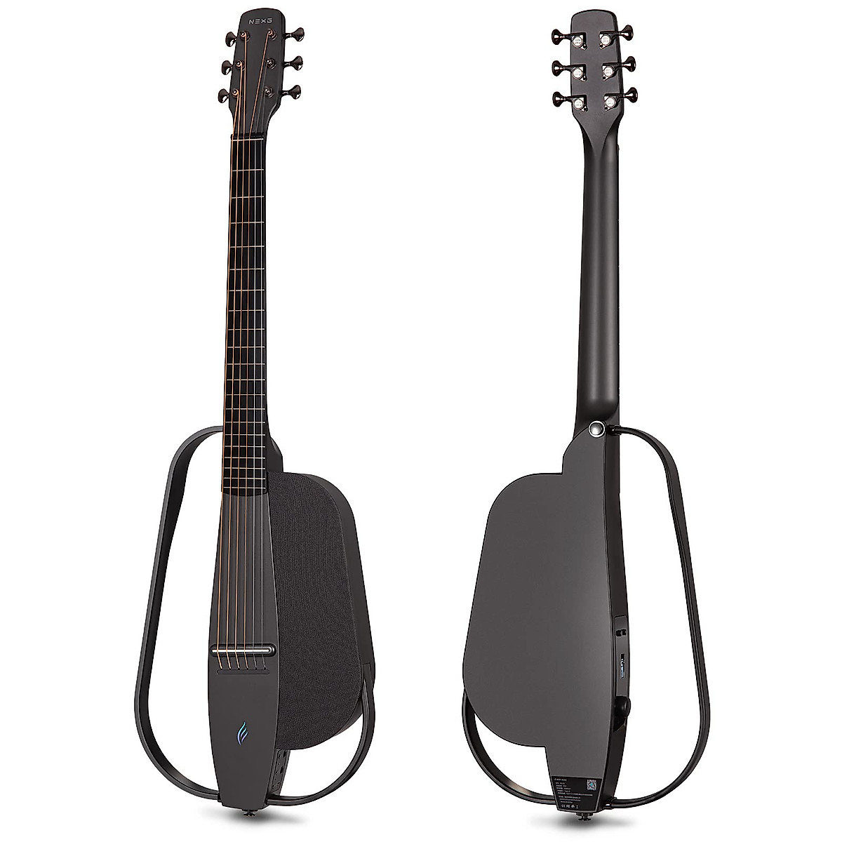 Enya NEXG Acoustic-Electric Carbon Fiber Audio Guitar Smart Acustica Guitarra for Adults with 50W Wireless Speaker, Preamp, Wireless Microphone, Hi-Fi Monitor Earphones, Strap, and Case(Black)