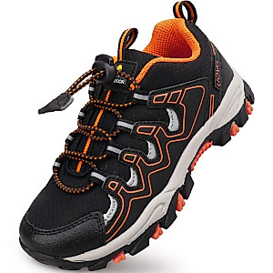 UOVO Boys Shoes Boys Sneakers Boys Tennis Running Shoes Waterproof Hiking Shoes Kids Athletic Outdoor Sneakers Slip Resistant(Little/Big Boys) (Black/Orange-one, numeric_6_point_5)