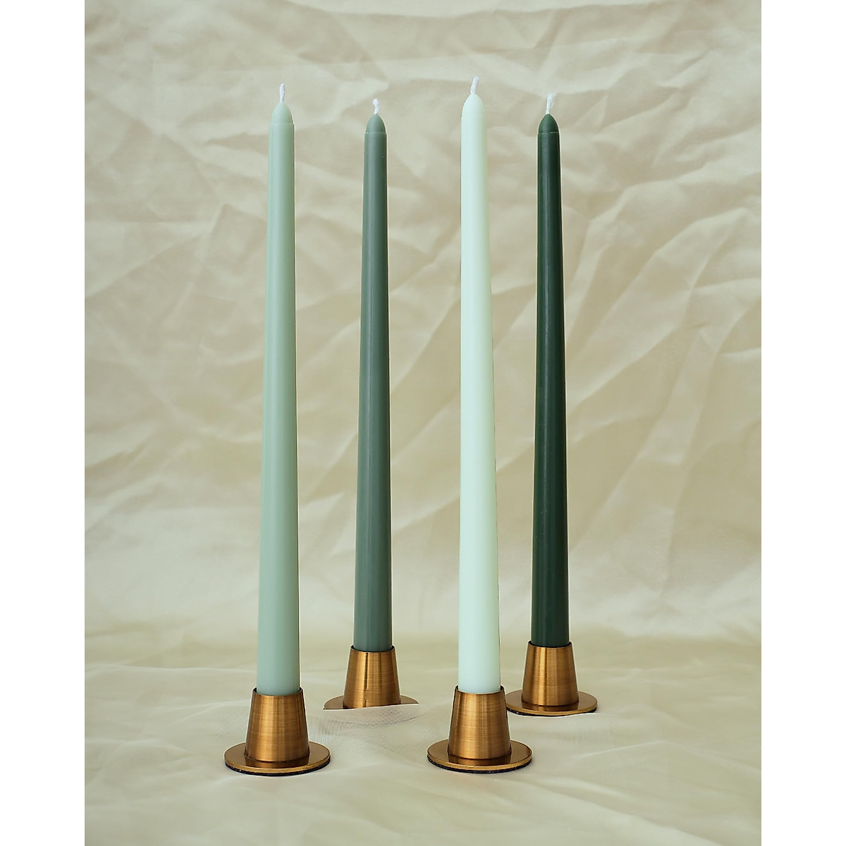 Viyffo Taper Candles 12 Inch Green Set of 4 Unscented, Dripless, Smokeless Long Tall Tapered Candlesticks Wedding Home Decor Dinner Natural Color Series
